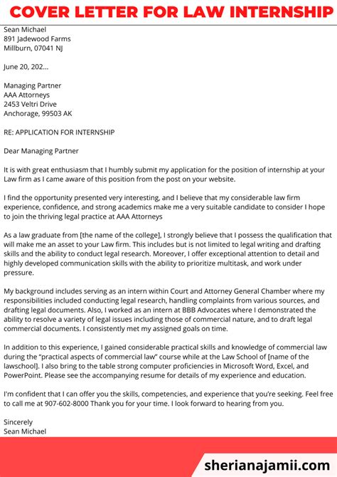 Cover Letter For Law Internship 2024 Guide Free Sample Sheria Na