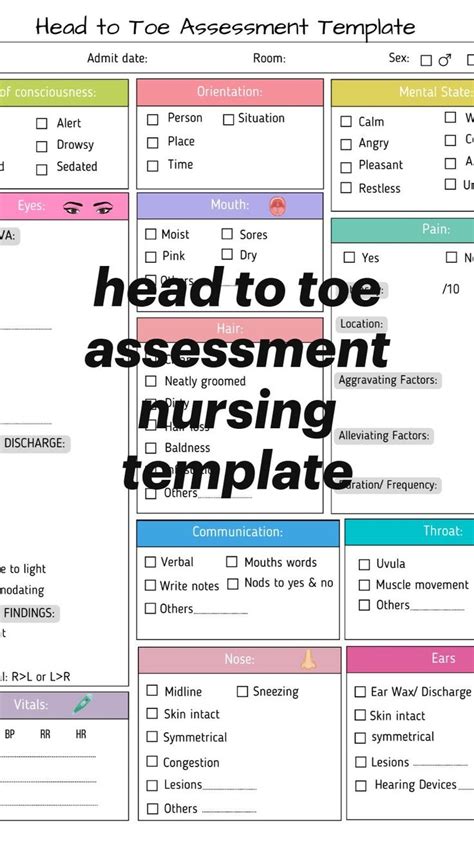 Head To Toe Assessment Nursing Template Nurse Science Biology Note