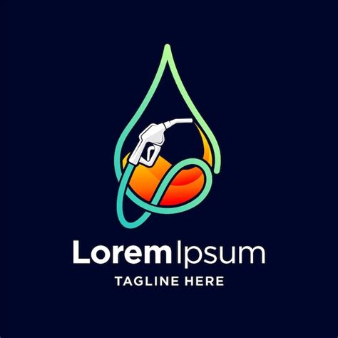 Logotipo do posto de gasolina conceito único Vetor Premium