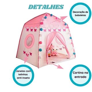 Tenda Infantil Toca Barraca Rosa Barraquinha Meninas Casa Cabaninha