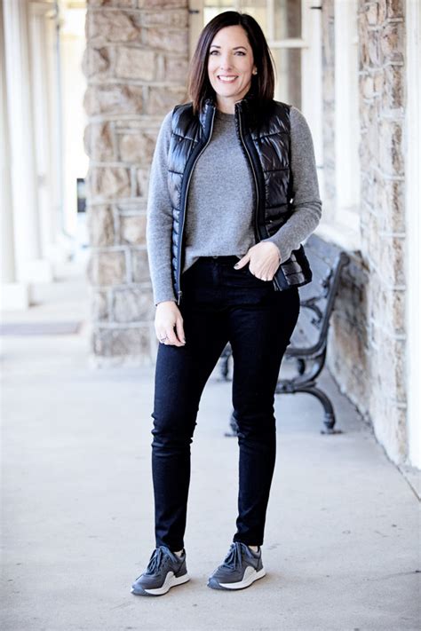 5 Ways To Wear A Grey Sweater Puffer Vest And Trainers Jo Lynne Shane