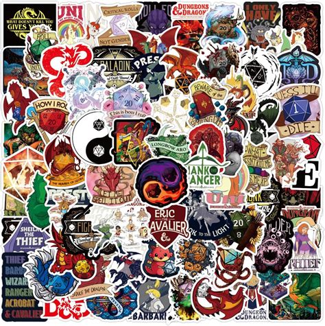 100 Stück Dungeons and Dragons Aufkleber Wasserflaschen Laptop Telefon