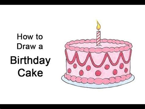 A Pink Birthday Cake With A Candle On It And The Words How To Draw A