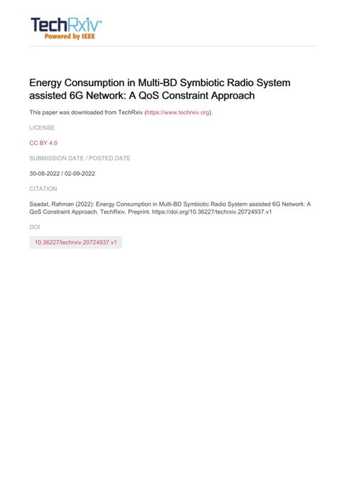 pdf energy consumption in multi bd symbiotic radio system assisted 6g network a qos