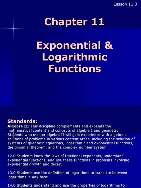 lesson 11 3 logarithms exponents pdf exponential function logarithm