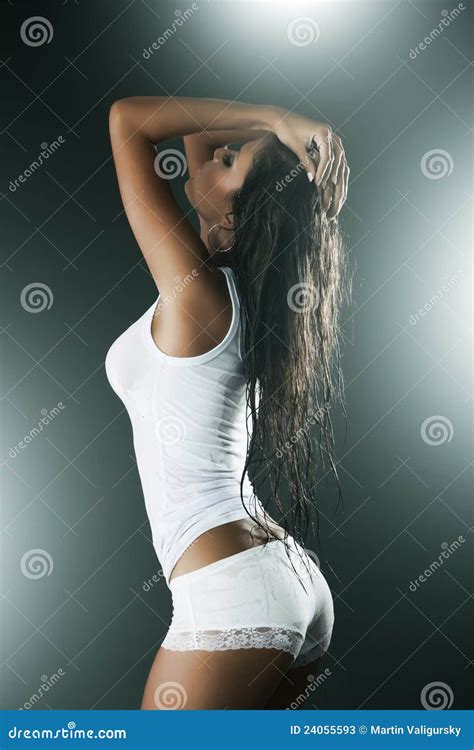 Woman Wearing White Tank Top And Panties Stock Image Image 24055593