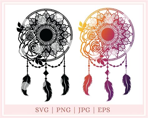 Floral Dream Catcher Svg Files For Cricut Mandala Svg Etsy