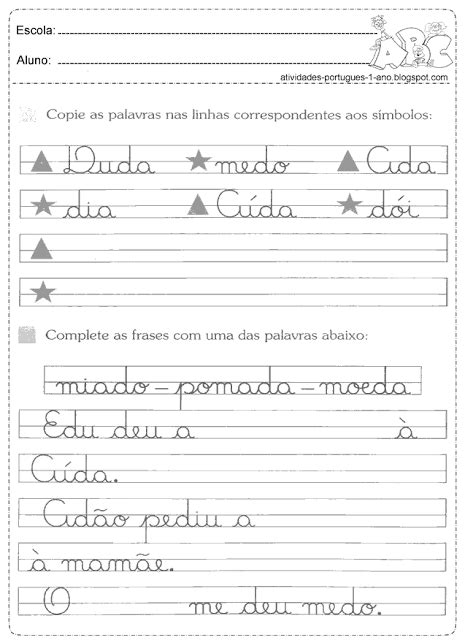 Letras Cursivas Atividades para Imprimir SÓ ESCOLA