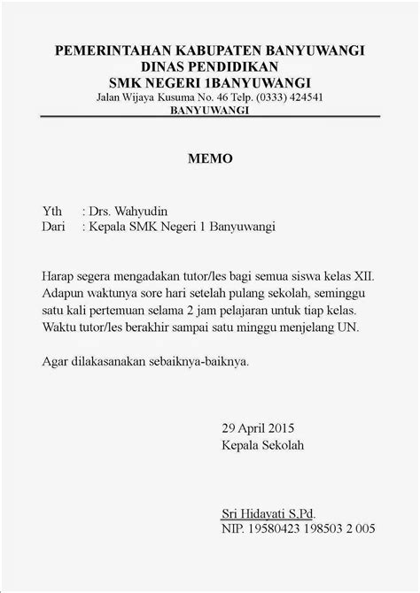 Contoh Surat Memo Pemberitahuan