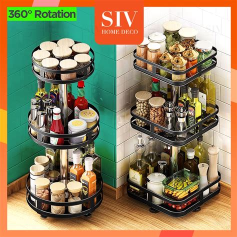 Jual SIV Rak Bumbu Putar Berputar 360 Derajat Rak Bumbu Dapur Rak Dapur