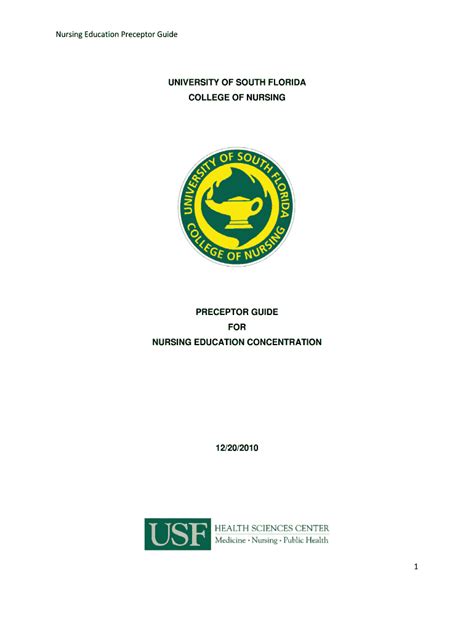 Fillable Online Health Usf Nursing Education Preceptor Guide USF