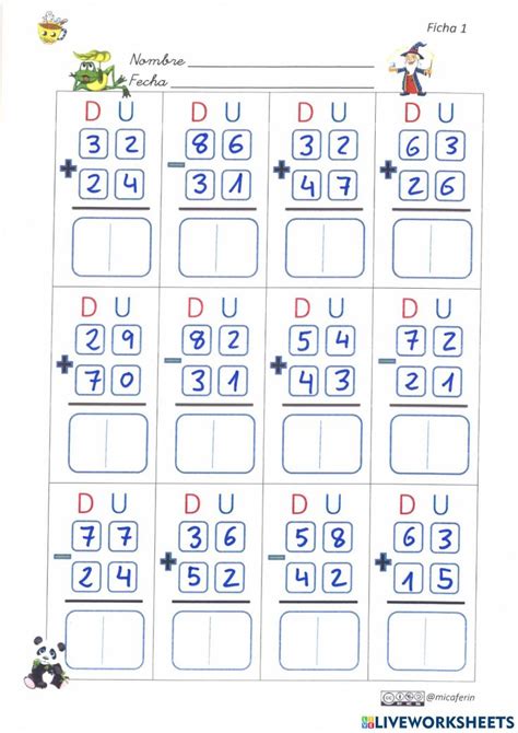Suma Y Resta Dos Cifras Sin Llevadas Interactive Worksheet Suma Y