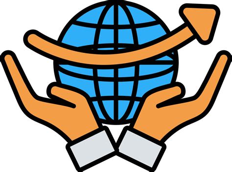 Two Hands Holding Globe Icon In Orange And Blue Color 24191509 Vector