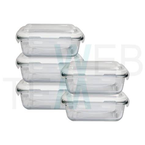 Kit 5 Potes Herméticos Marmita de Vidro Retangular 640ml Shopee Brasil
