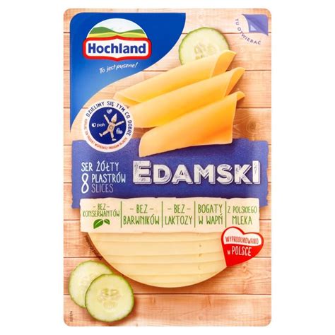 Hochland Ser żółty edamski w plastrach 135 g Zakupy online z dostawą
