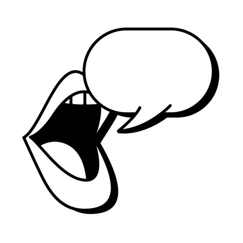 Talking Mouth Black And White Clipart