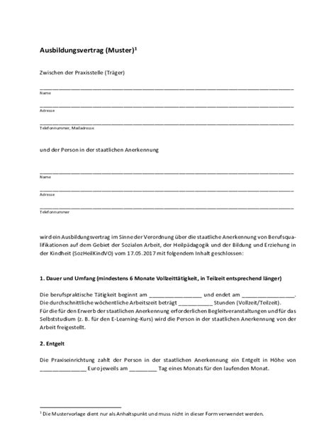Ausf Llbar Online Ausbildungsvertrag Muster Fax Email Drucken