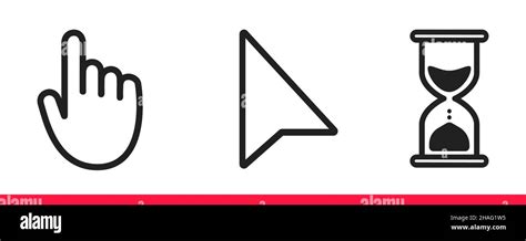 Black Hourglass Loading Clock Pointer Hand And Arrow Mouse Cursors
