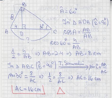 In Triunghiul ABC Cu Unghiul B 90 De Grade Si Unghiul C 30 De Grade Se