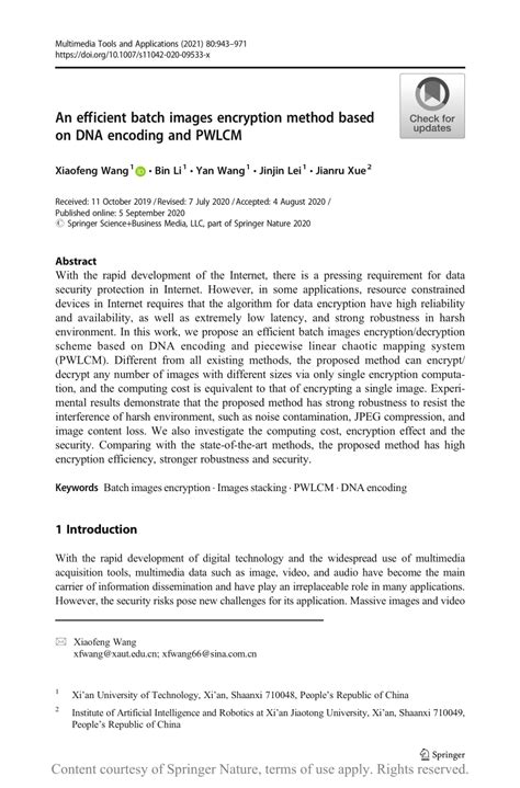 an efficient batch images encryption method based on dna encoding and pwlcm request pdf