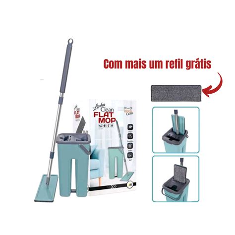 Rodo Flat Mop E Balde Lava E Seca Profissional 2 Refil Shopee Brasil
