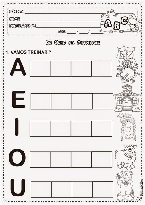 Escola Saber Atividades De Alfabetiza O Ano Vogais