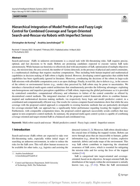pdf hierarchical integration of model predictive and fuzzy logic control for combined coverage