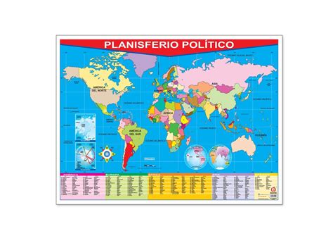 Manitos Poster Planisferio Politico Political World Map C B The Best
