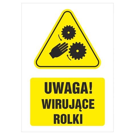 Uwaga wirujące rolki naklejka tabliczka Sklep z naklejkami