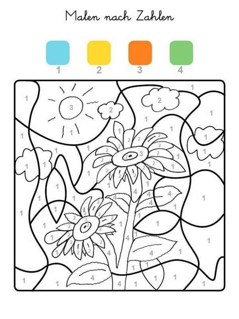 Ausmalbild 200 Tolle Ausmalbilder Malen Nach Zahlen Sonnenblume