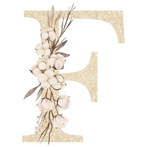 Acuarela algodón flor alfabeto decoración f Archivo PSD Premium