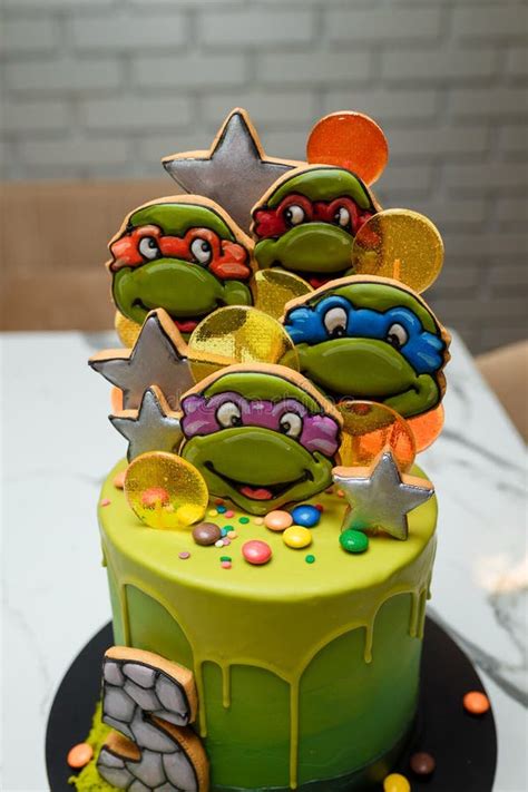 Birthday Cake With Teenage Mutant Ninja Turtles For Years Old Boy