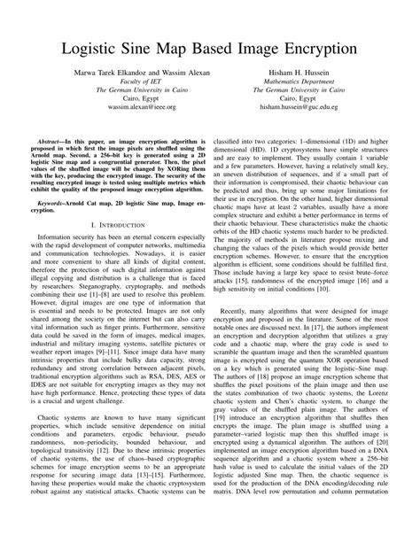 pdf logistic sine map based image encryption