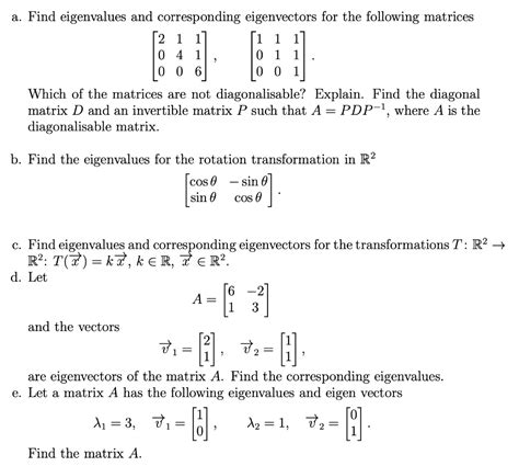 solved a find eigenvalues and corresponding eigenvectors