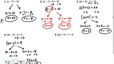absolute value equations worksheet