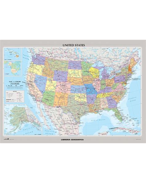 United States Stati Uniti D America Politica Carta Murale