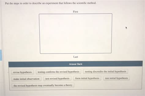Solved Put The Steps In Order To Describe An Experiment That Chegg