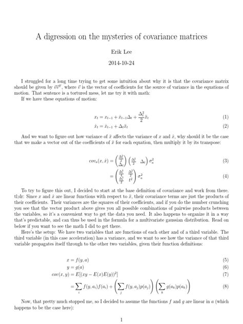 understanding covariance pdf covariance matrix linear algebra