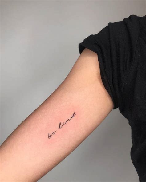 Hand Poked Be Kind Lettering Tattoo Located On The