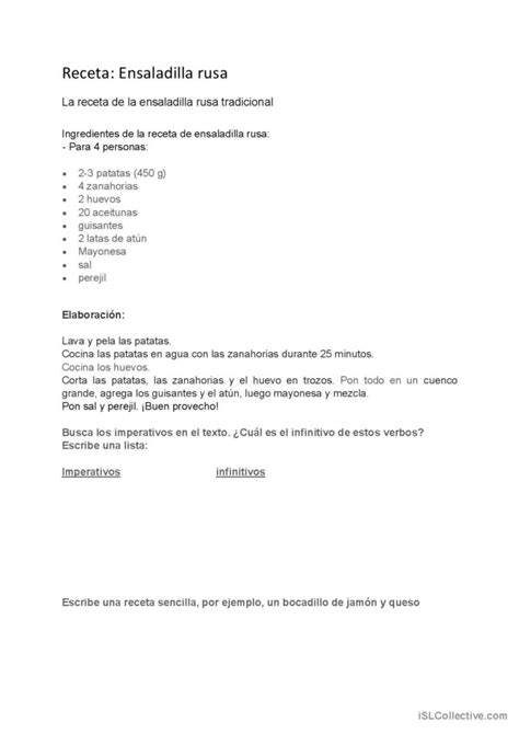 Top Imagen Receta De Cocina Con Verbos En Imperativo Abzlocal Mx