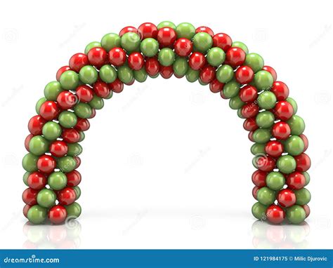 Arco Hecho De Los Globos Rojos Y Verdes 3D Stock de ilustración