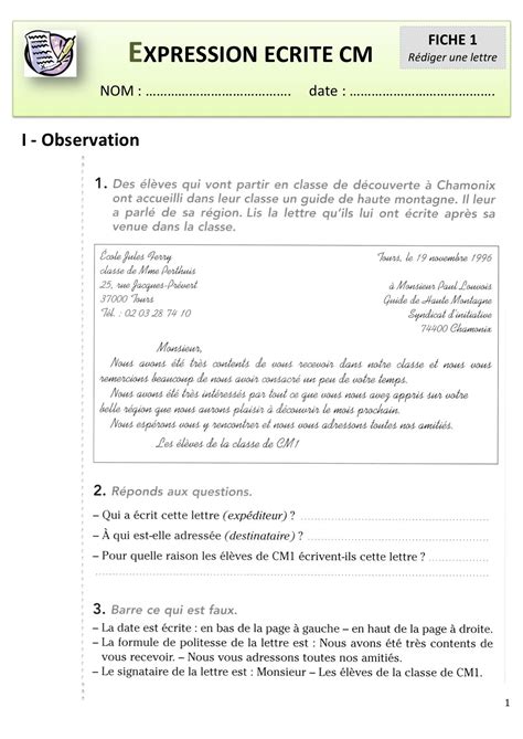 Expression Ecrite CM Rédiger une lettre et écrire une histoire à