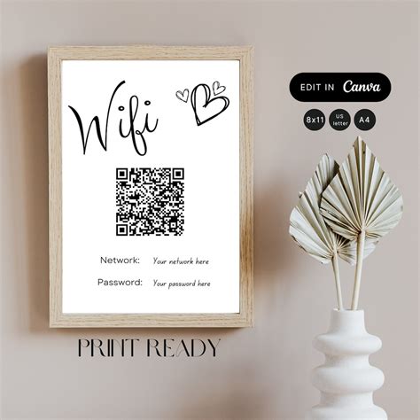 Wifi Qr Code Sign Printable Wifi Sign Wifi Password Sign Editable