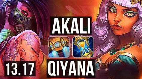 AKALI Vs QIYANA MID 7 0 3 600 Games 1 2M Mastery Godlike NA