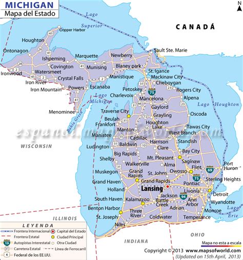 Mapa De Michigan Michigan State Map Michigan Travel Rogers City