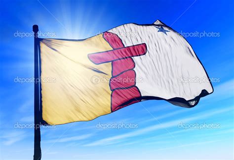 Nunavut Canada Flag Waving On The Wind Stock Photo Flogeljiri