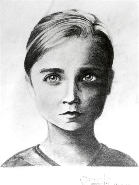 A Black And White Drawing Of A Woman S Face