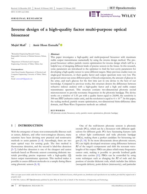 pdf inverse design of a high‐quality factor multi‐purpose optical biosensor