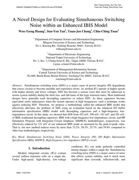 pdf a novel design for evaluating simultaneous switching noise within an enhanced ibis model