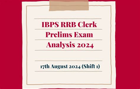 IBPS RRB Clerk Prelims Exam Analysis 2024 17 August Shift 1 Questions